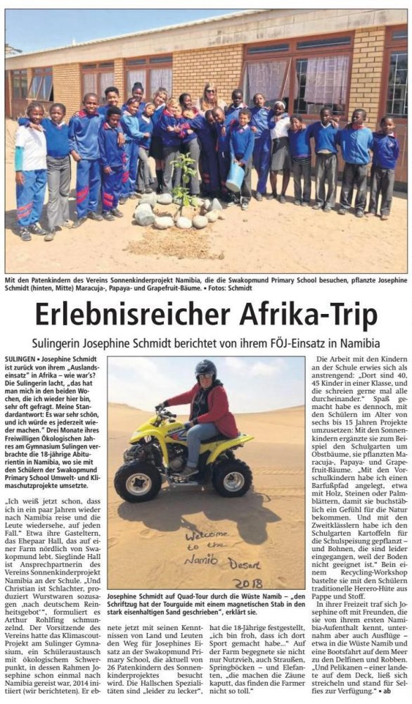 Voluntary Ecological Year – Sonnenkinderprojekt Namibia e. V.
